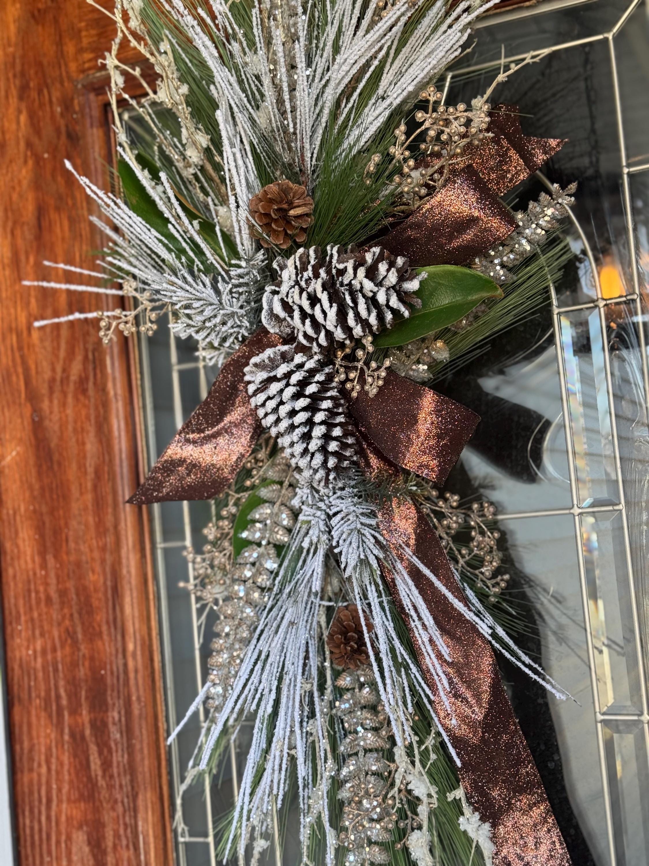 Winter Woodland Pinecone Swag, Rustic Glam Swag, Rust and Gold Woodland ...