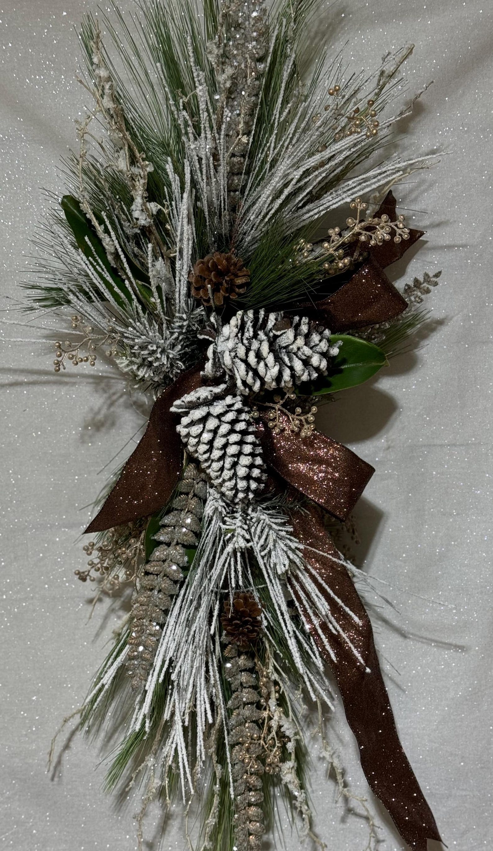 Winter Woodland Pinecone Swag, Rustic Glam Swag, Rust and Gold Woodland ...