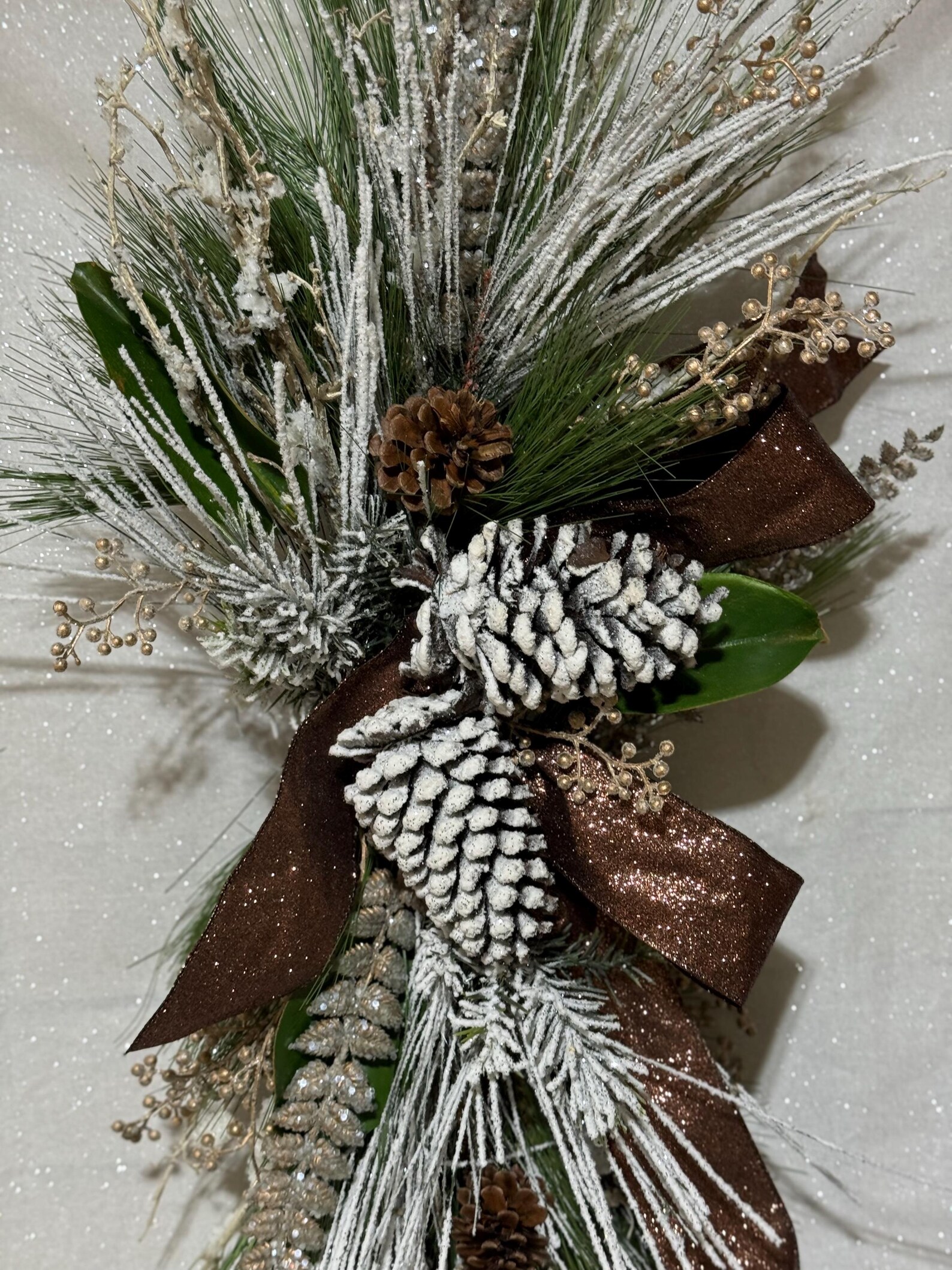 Winter Woodland Pinecone Swag, Rustic Glam Swag, Rust and Gold Woodland ...