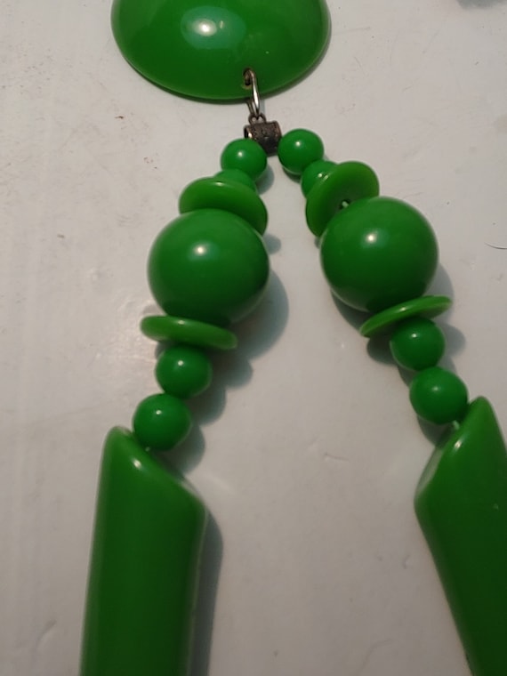 Chunky Mod Mid Century Heavy Beaded Necklace - Gem
