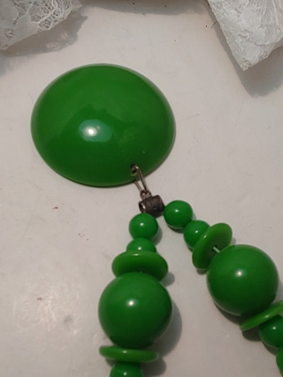 Chunky Mod Mid Century Heavy Beaded Necklace - Gem