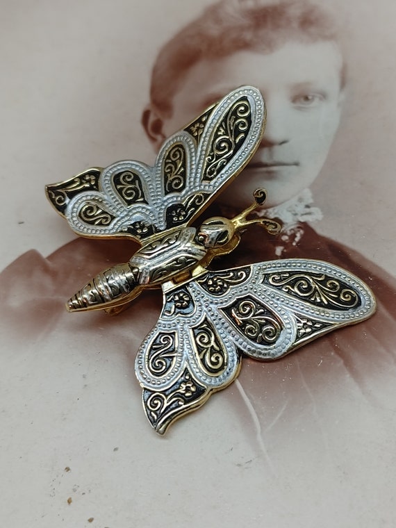 damascene butterfly brooch - Gem damascene butterfly brooch - Gem