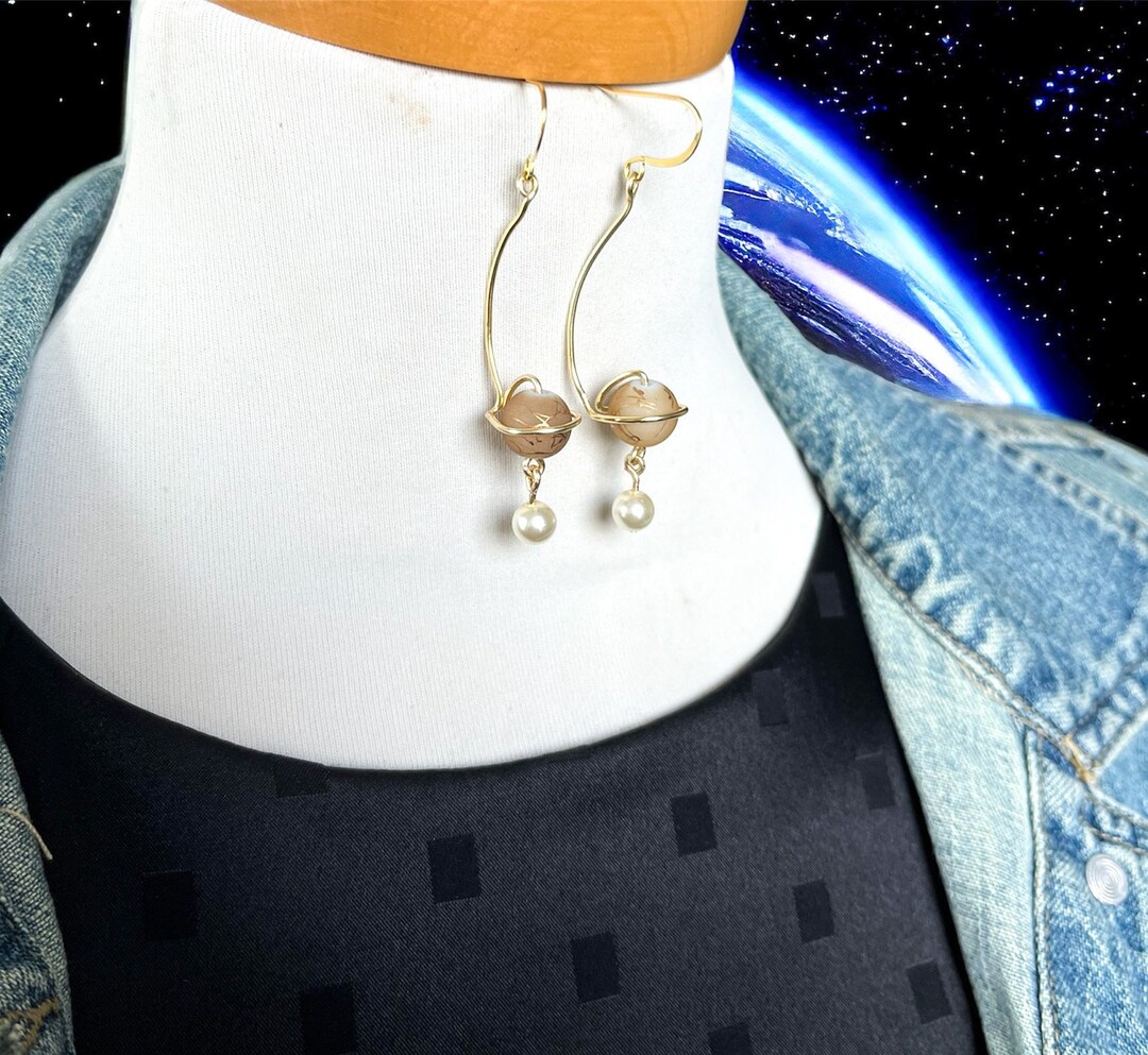 Planet Jupiter Dangle Earrings, Saturn Earrings - Etsy