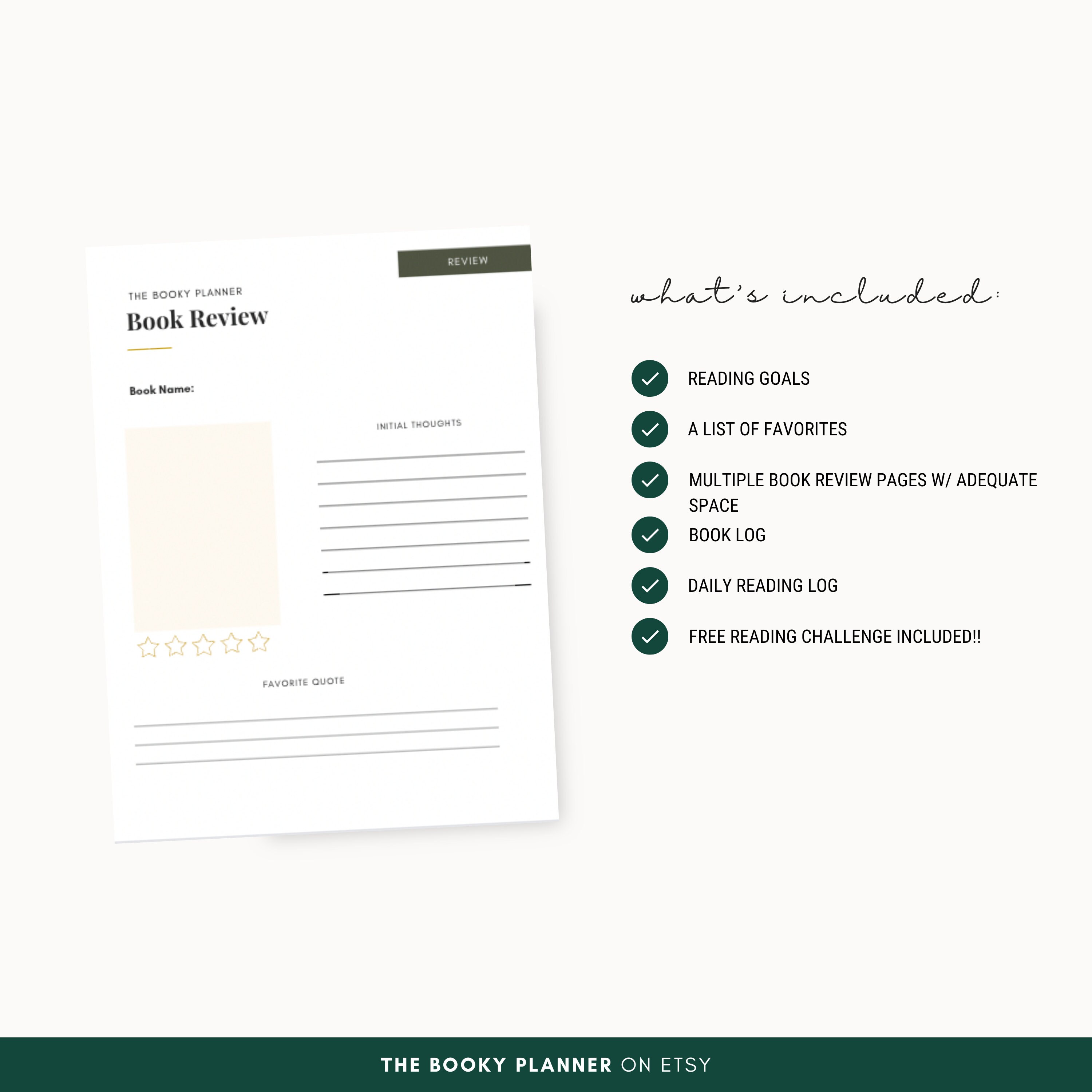 Digital Bookish Reading Journal, Simple Digital Book Journal, US Letter ...