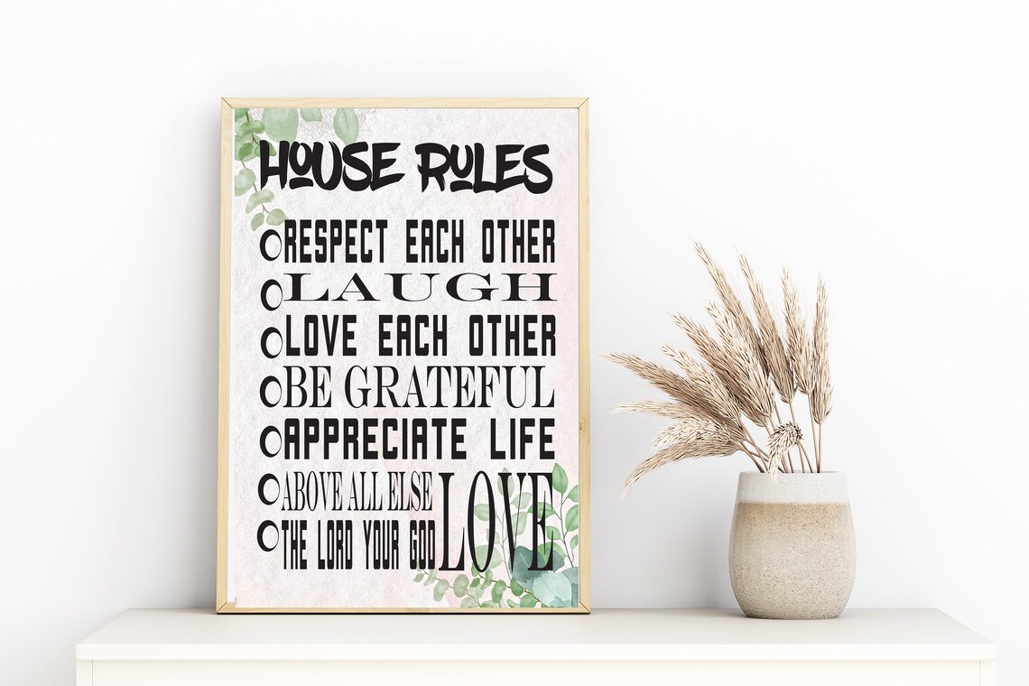 Family House Rules Poster, Family House Signs, Printable Arts for ...