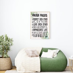 Family House Rules Poster, Family House Signs, Printable Arts for ...