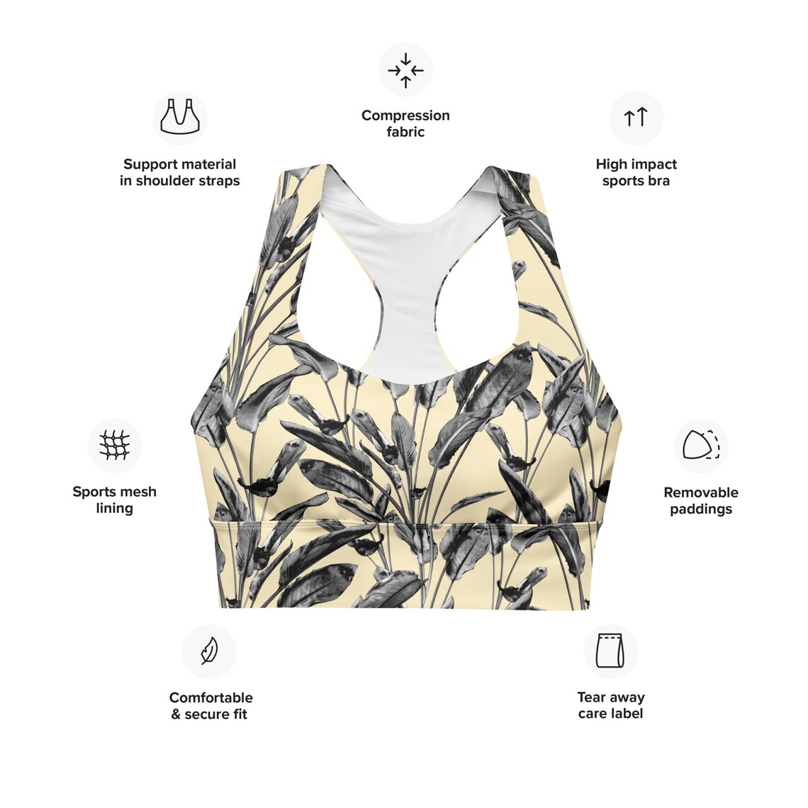 Marzipan Strelitzia Longline Sports Bra - Etsy