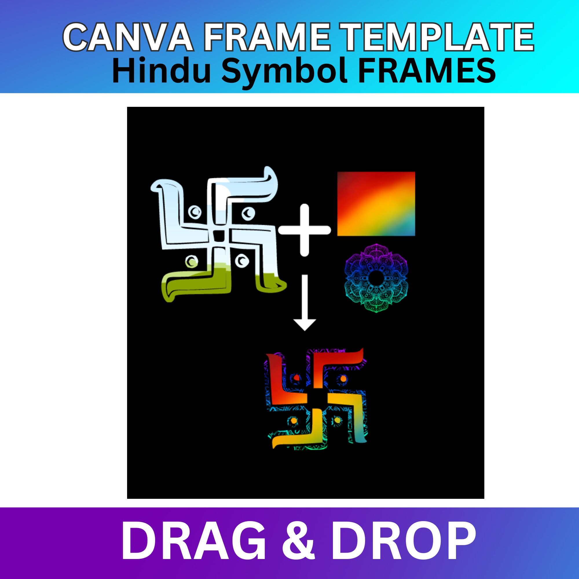 Hindu Symbol CANVA Frame Templates Canva Drag and Drop Frames Hindu ...