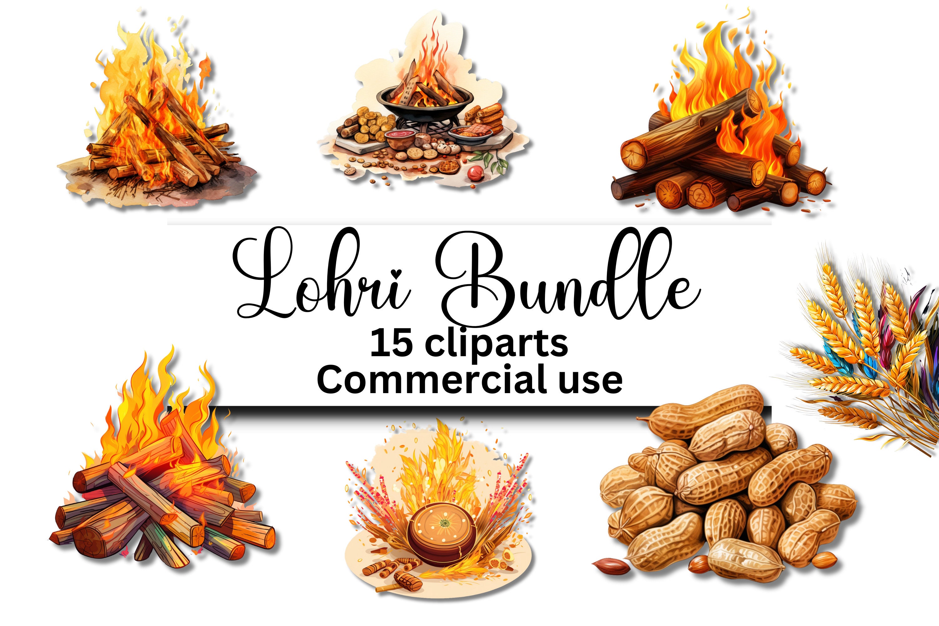Lohri Clipart , Lohri Festival Clipart for Lohri Stickers, Gift Tags ...