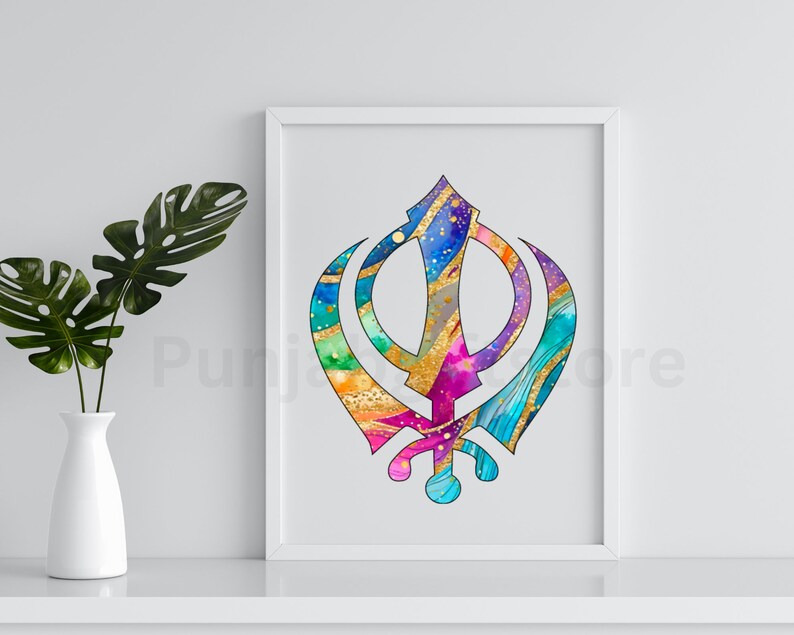 Khanda Art Watercolor Print Poster Khanda Symbol Khanda Art Sikhi Gift ...