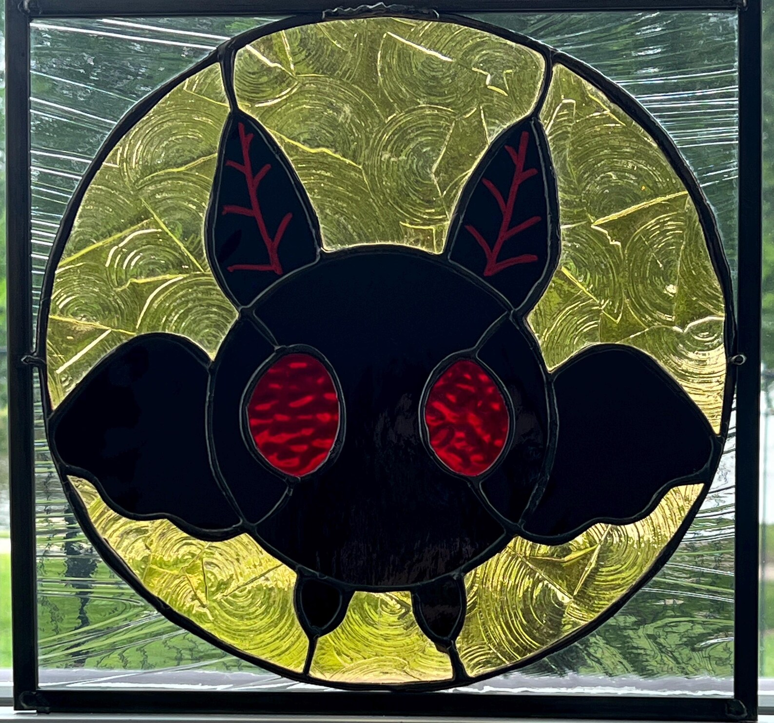 Handmade MOTHMAN Stained Glass Window Panel Window Hanging CRYPTID ...