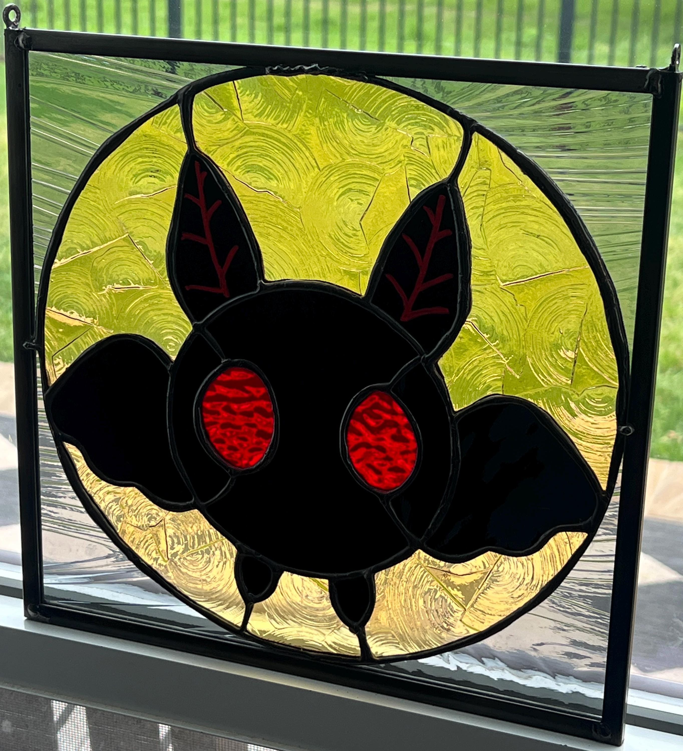 Handmade MOTHMAN Stained Glass Window Panel Window Hanging CRYPTID ...