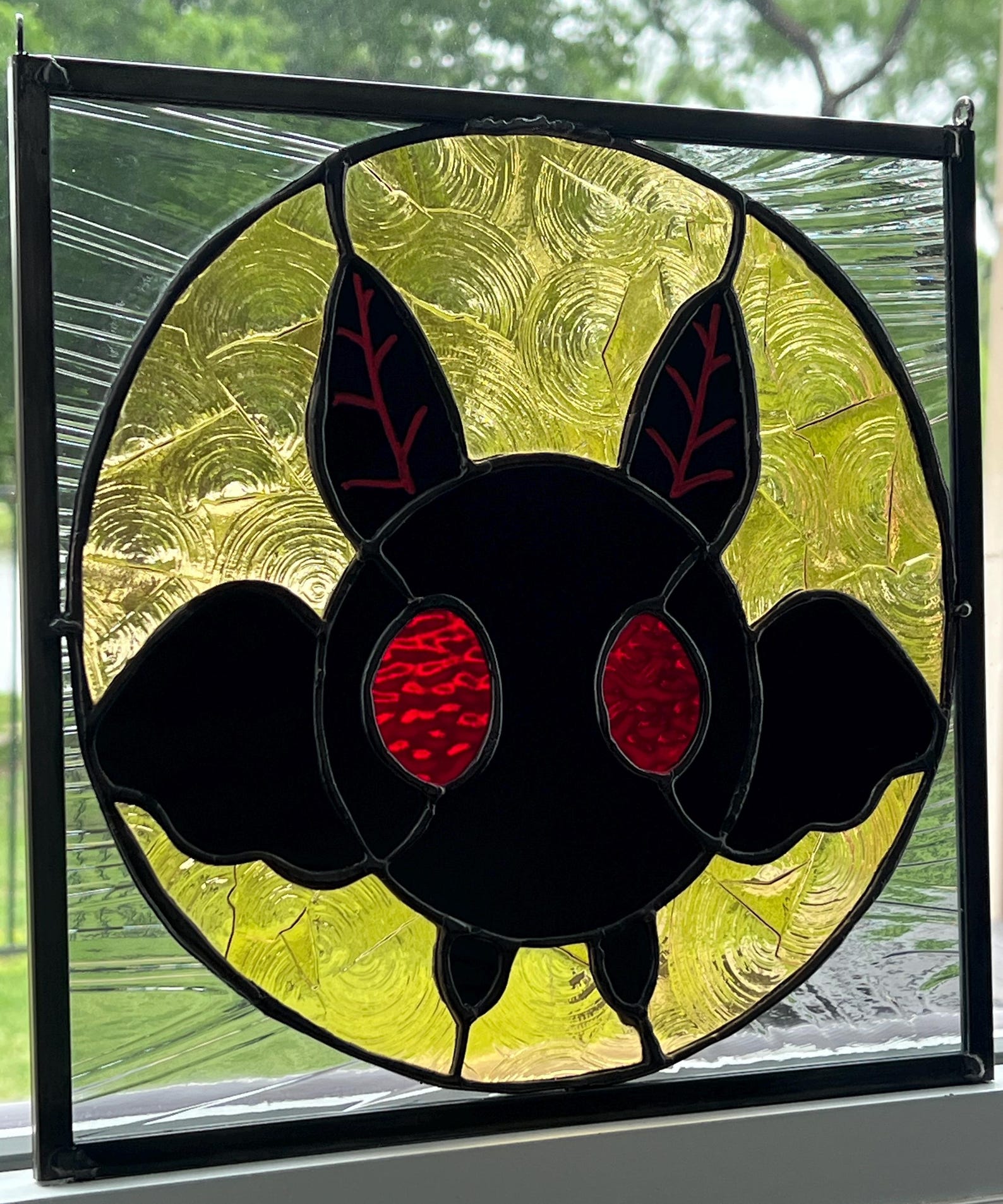 Handmade MOTHMAN Stained Glass Window Panel Window Hanging CRYPTID ...