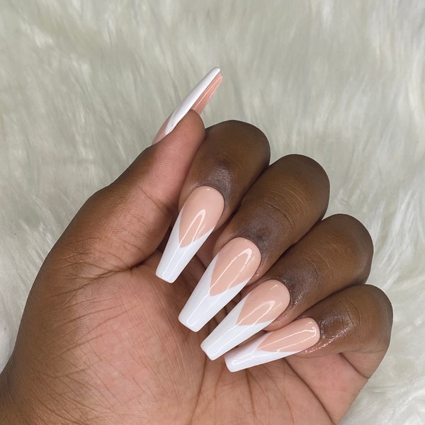 V Cut Press on Acrylic Nails - Etsy