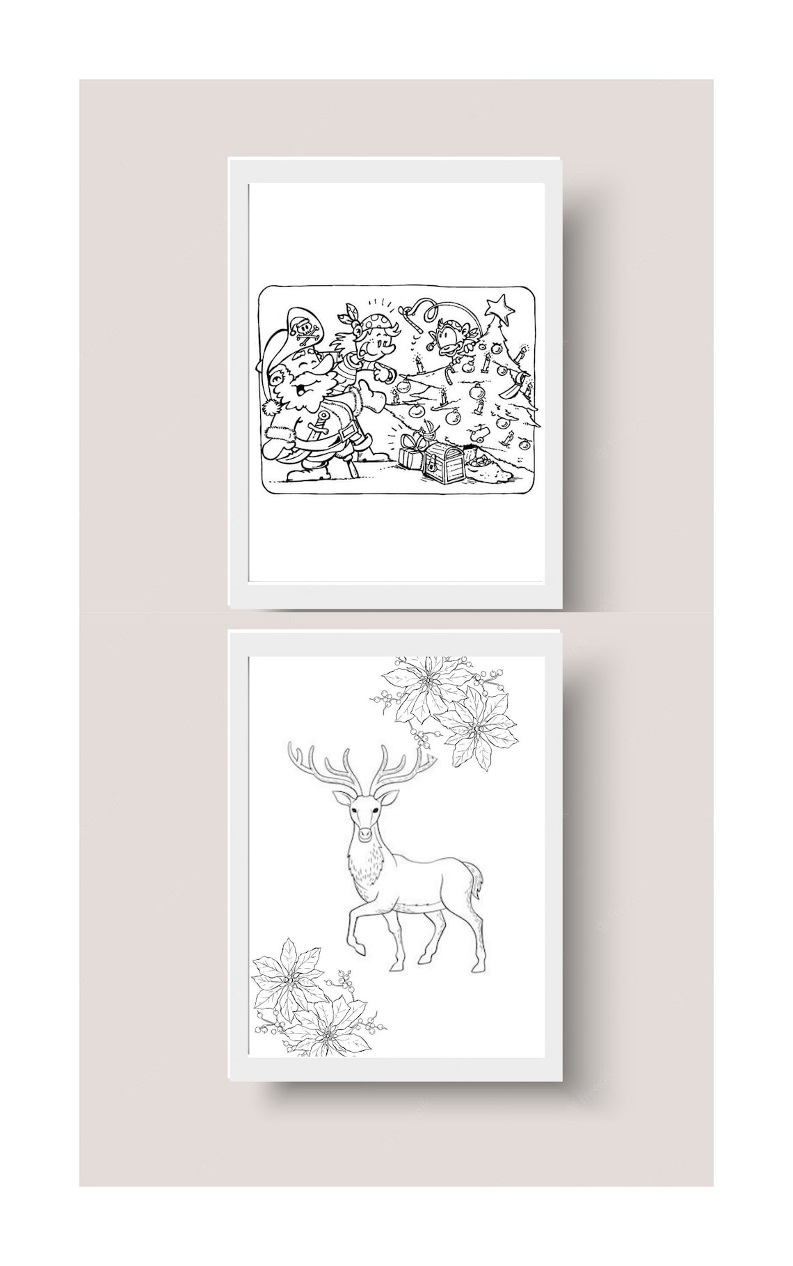 Christmas Coloring Book-template Designs-digital Art-printable - Etsy