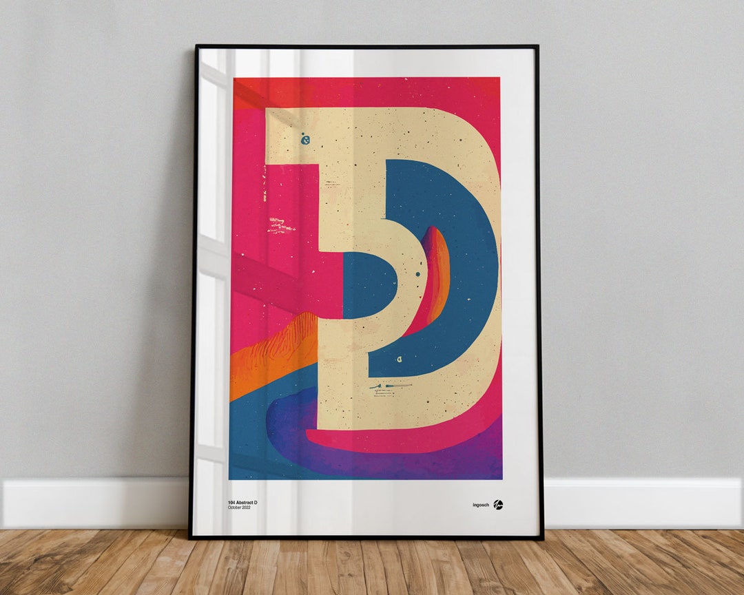104 Eclectic 'D' Letterform Poster With Bold Retro Color Palette - Etsy