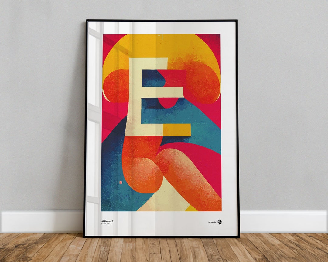 105 Abstract Expressionist 'E' Alphabet Poster in Warm Color Scheme - Etsy