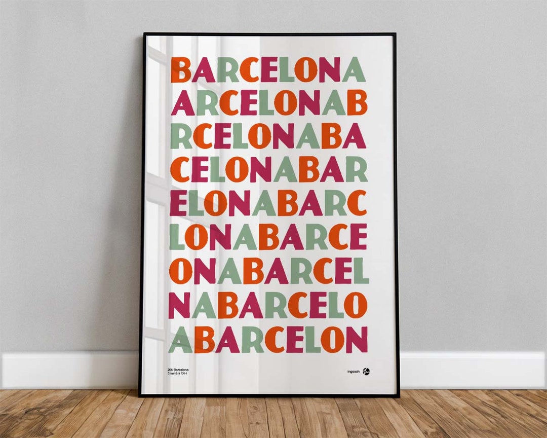 205 Barcelona City Name Anagram Art Poster - Etsy