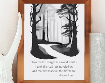 Robert Frost Poem Wall Art With Artwork , Road Not Taken, Road Less Traveled Exploring ...