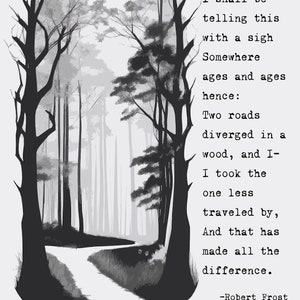 Robert Frost Poem Wall Art With Artwork , Road Not Taken, Road Less ...