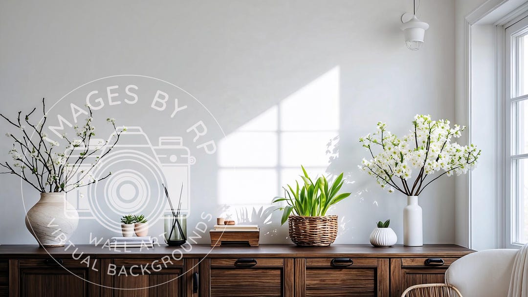 Minimalist Home Office Spring Background for Teams Meetings, Virtual ...