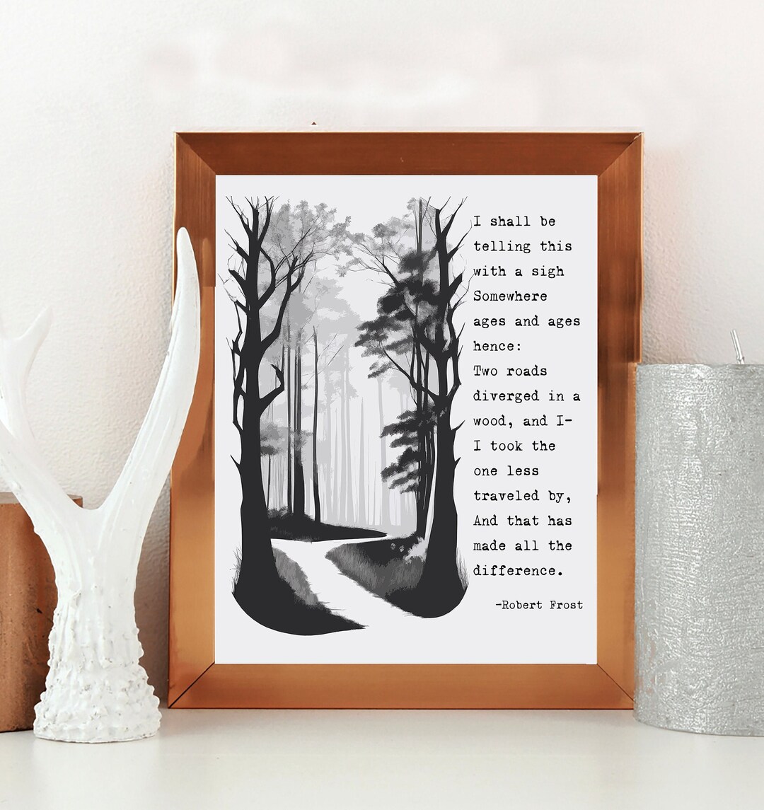 Robert Frost Poem Wall Art With Artwork , Road Not Taken, Road Less ...