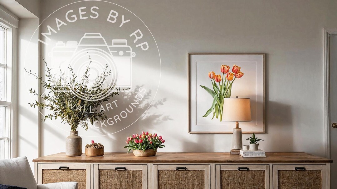 Minimalist Home Office Spring Tulips Background for Teams Meetings ...