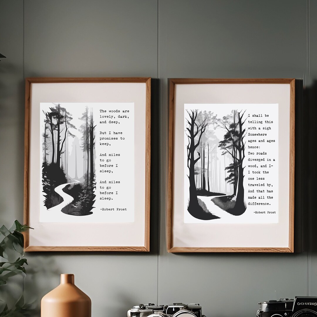 Robert Frost Poems With Artwork , Road Not Taken, Stopping by Woods ...