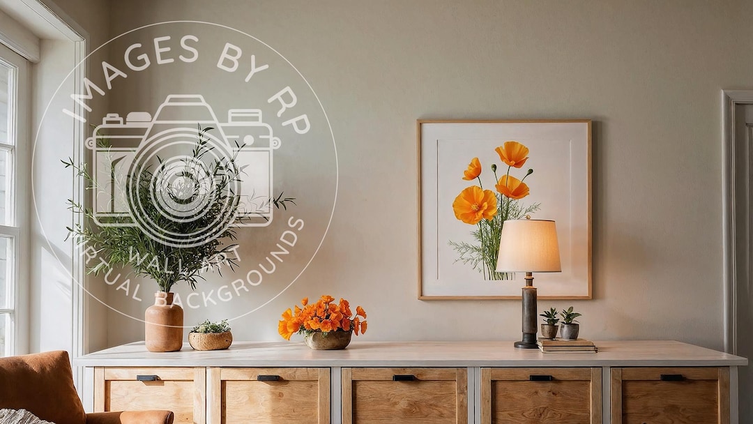 Minimalist Home Office Spring California Poppy Background for Teams ...