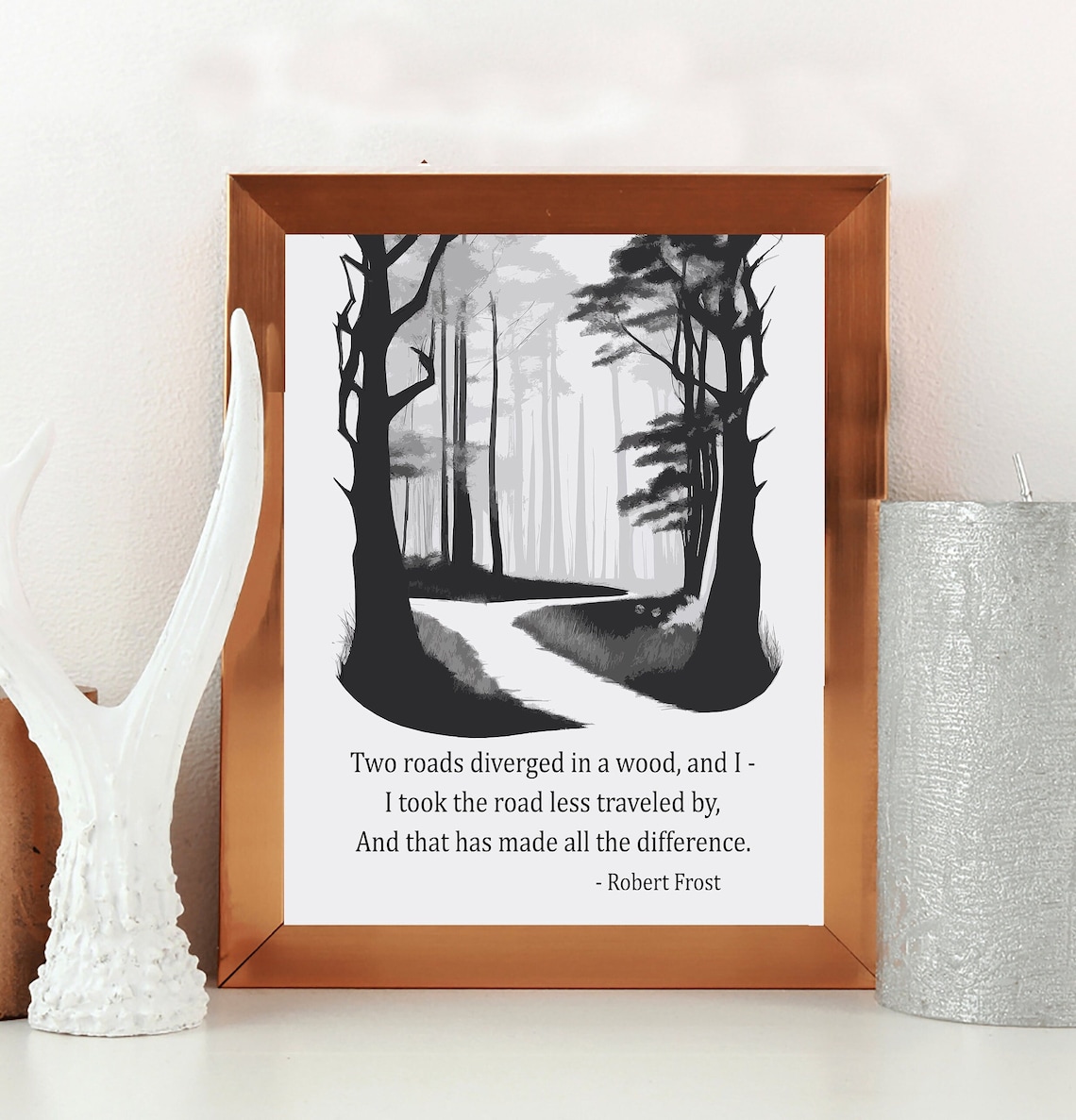 Robert Frost Poem With Artwork , the Road Not Taken, Less Traveled ...