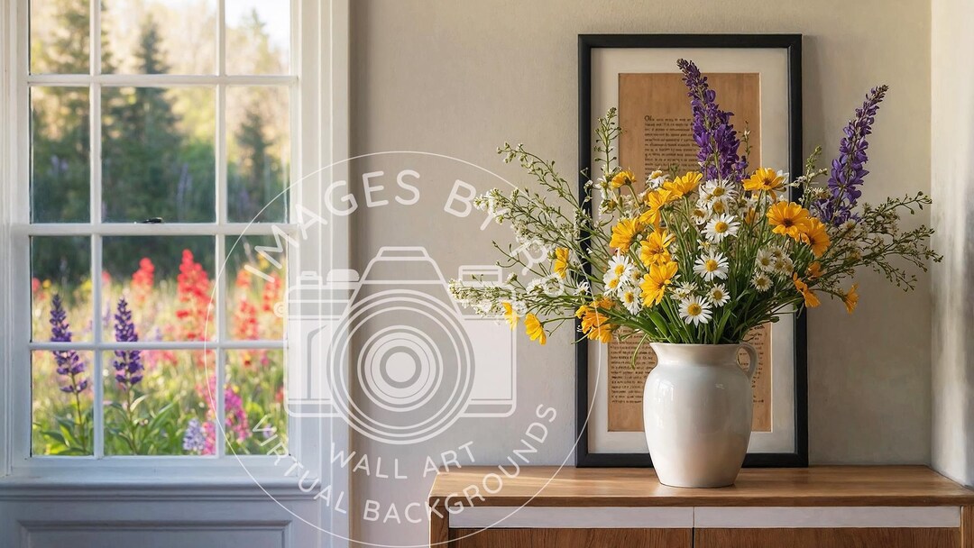 Spring Wildflower Window Background for Zoom, Teams Meetings, Virtual ...