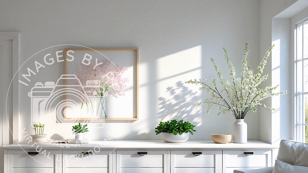 Minimalist Bright Spring Home Office Background for Teams Meetings ...