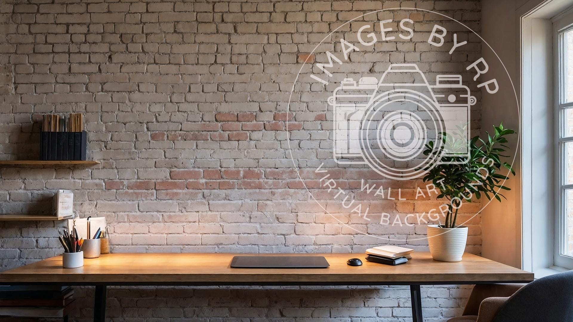 Minimalist Home Office Brick Background for Zoom Meetings, Virtual ...