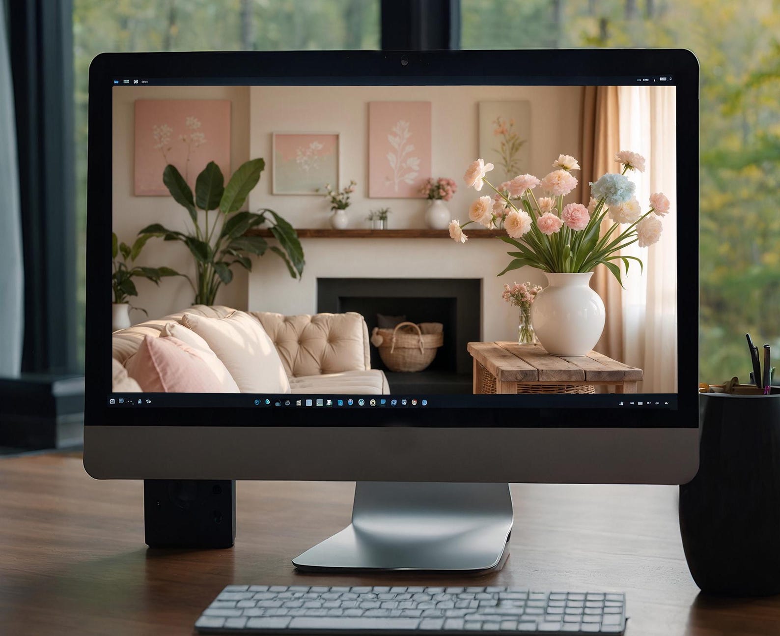 Minimalist Spring Living Room Background for Zoom Meetings, Virtual ...