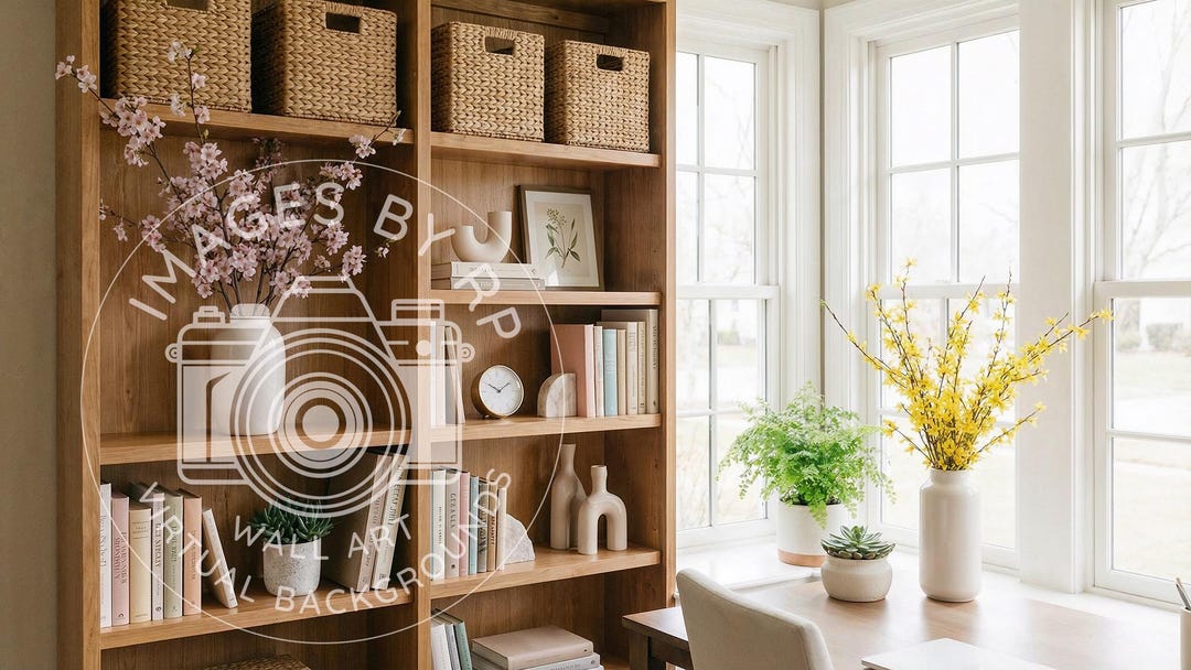 Spring Home Office Background for Zoom Meetings, Virtual Backdrop ...