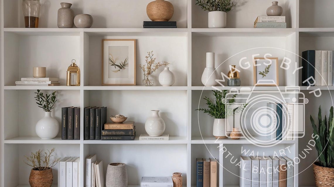 Professional Modern Home Office Bookcase Background for Teams Meetings ...