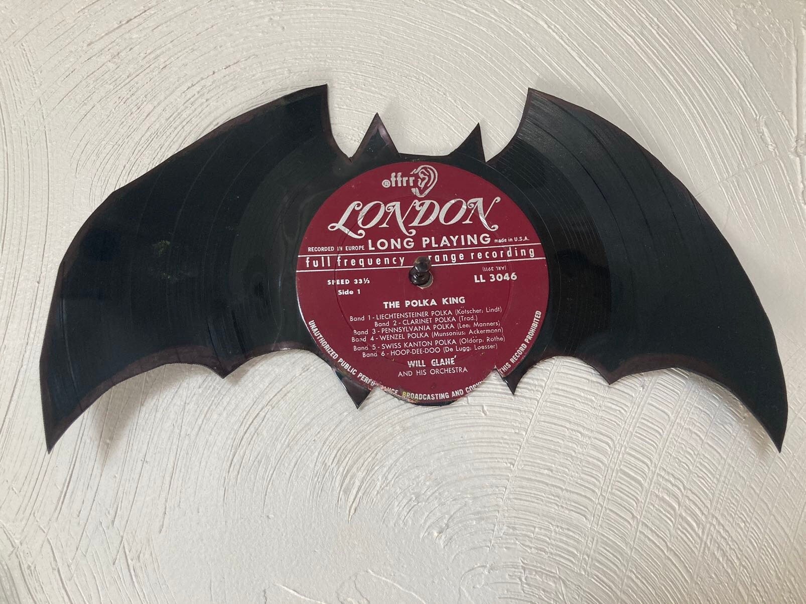 Vinyl Bat Record Recycled Record Art - Etsy