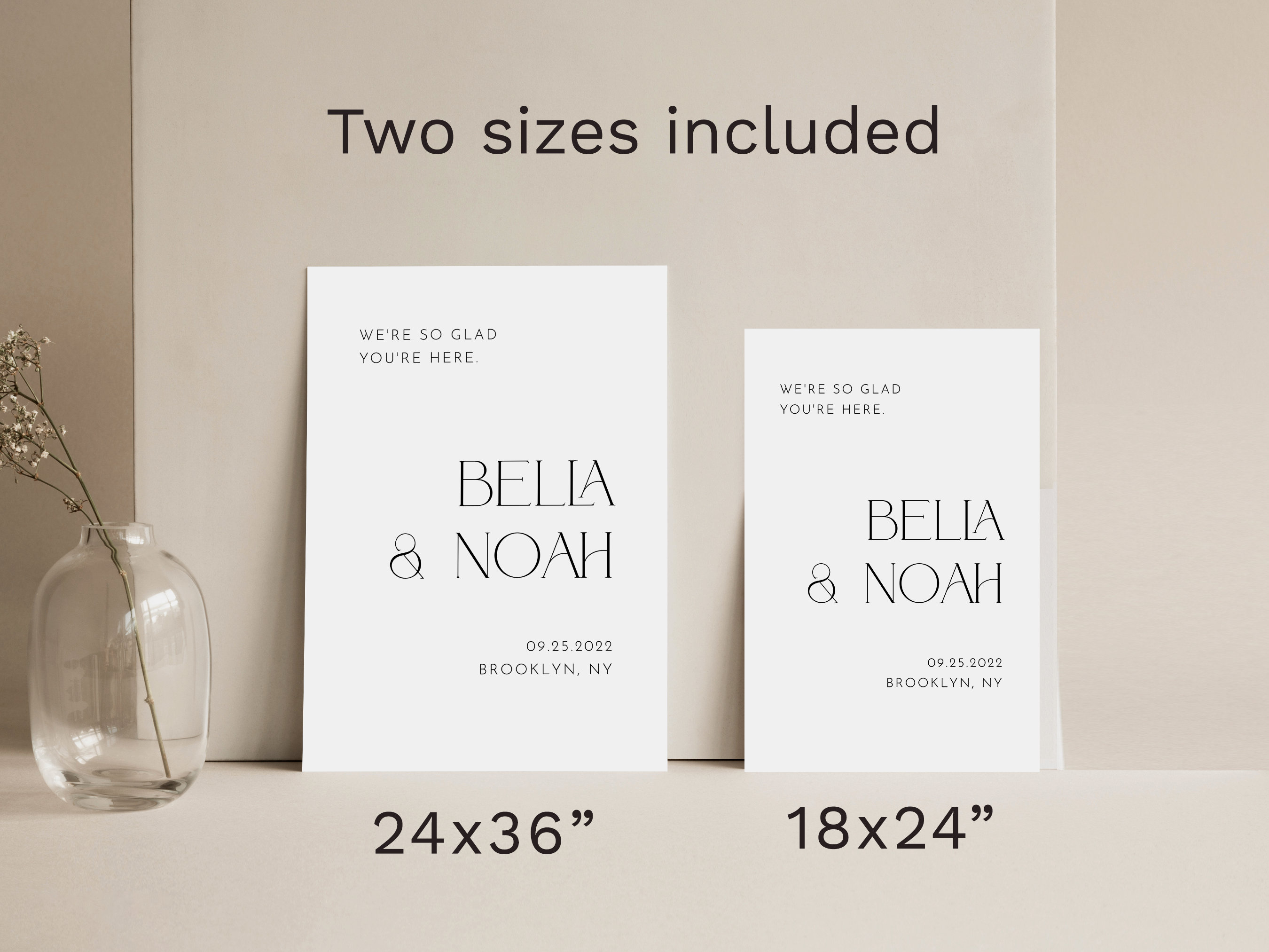 Minimalist Welcome Sign 18x24 and 24x36 Large Wedding Welcome Sign ...