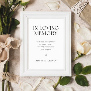 Minimalist Memory Sign Printable Wedding Memorial Sign Modern Wedding ...