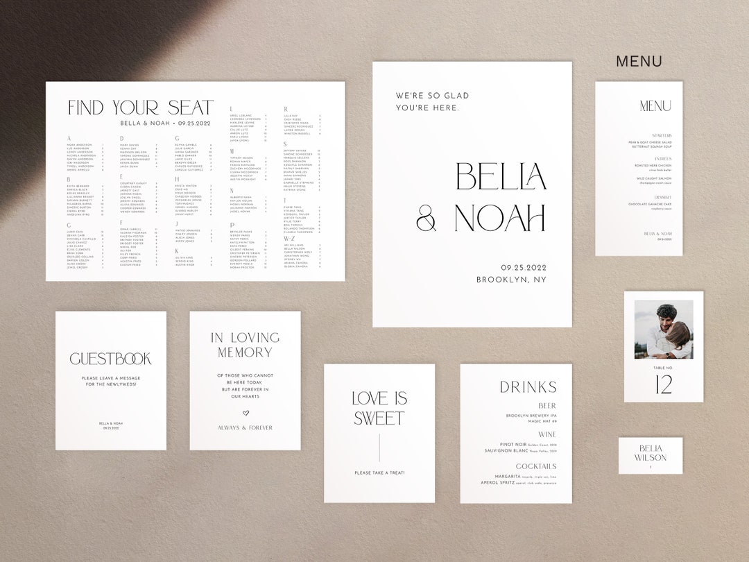 Minimalist Wedding Signage Bundle 9 Item Sign Bundle welcome Sign ...