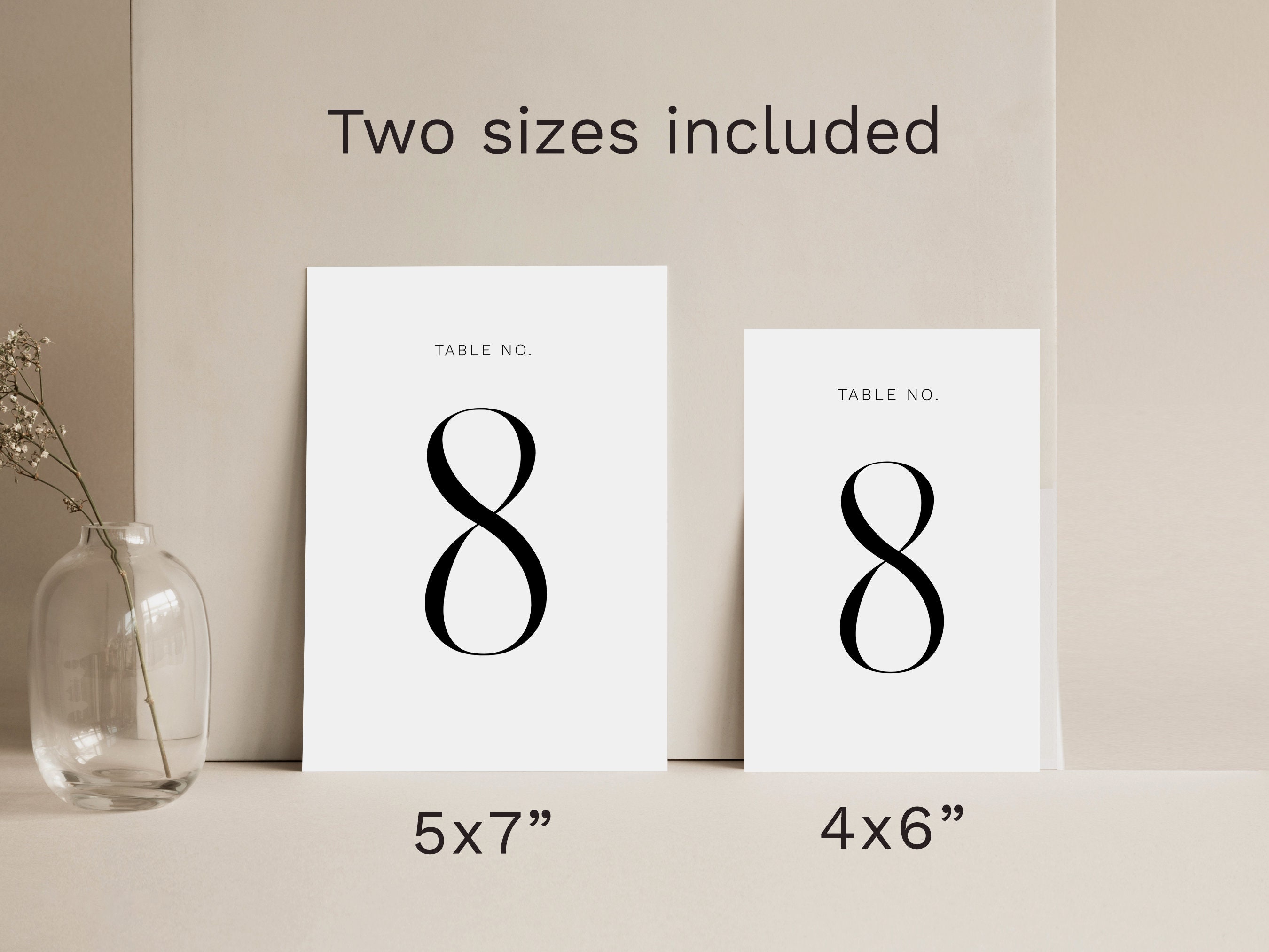 Minimalist Table Numbers 4x6 and 5x7 Printable Wedding Table Number ...