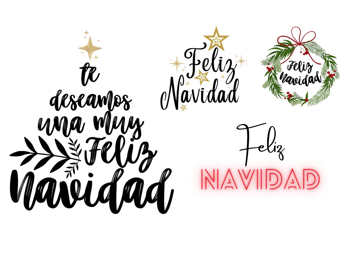 Feliz Navidad SVG Bundle: Spanish Christmas Clipart (digital Download ...