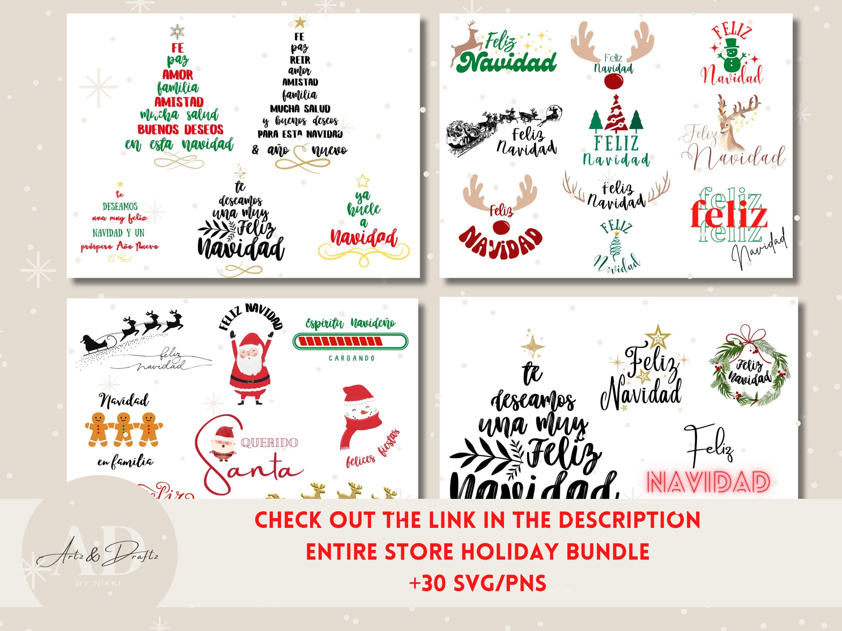 Feliz Navidad SVG Bundle, Spanish Christmas Svg, Christmas Svg Bundle ...