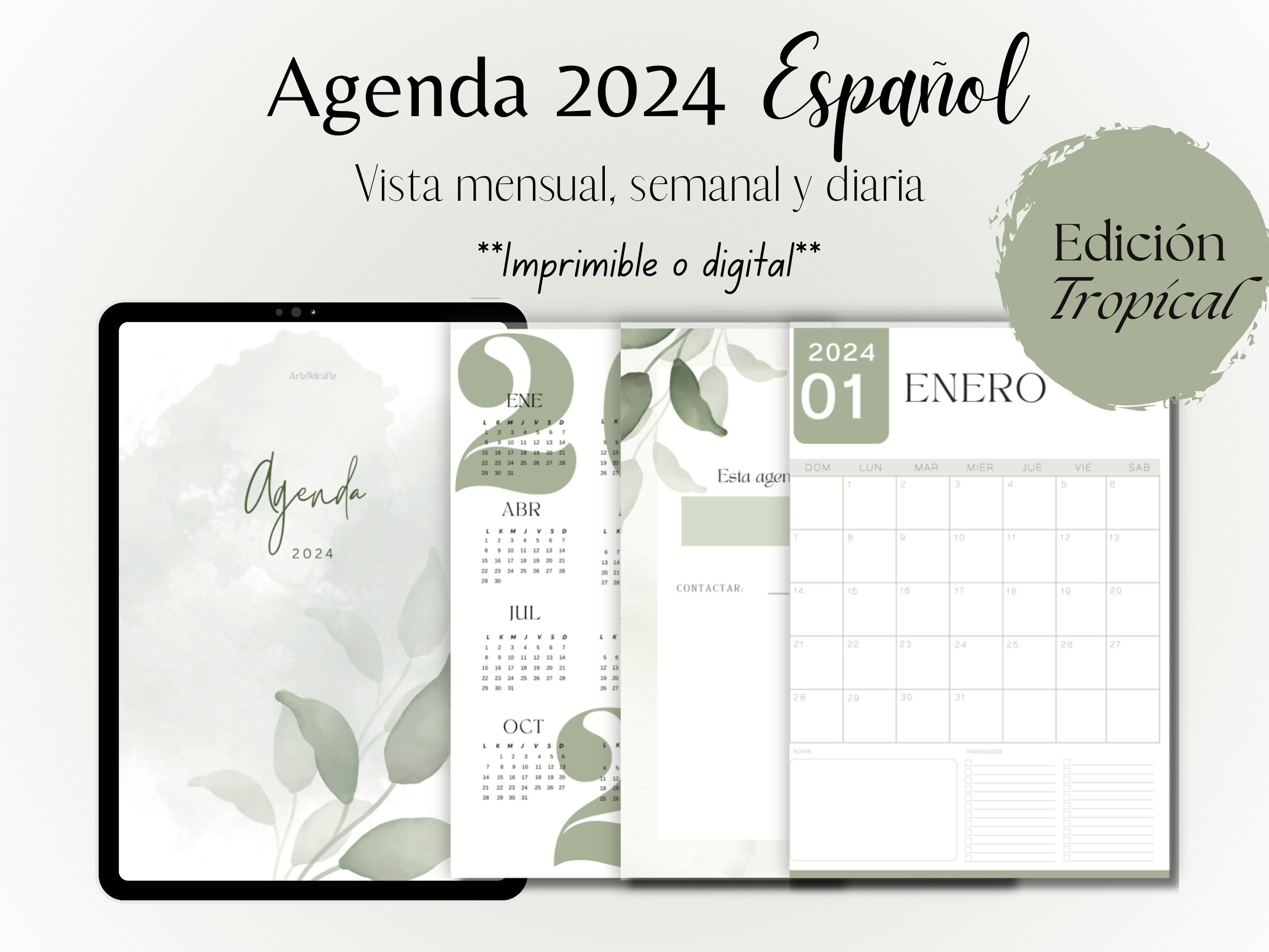Agenda 2024 En Español, Planificador Diario, Printable Planner 2024 ...