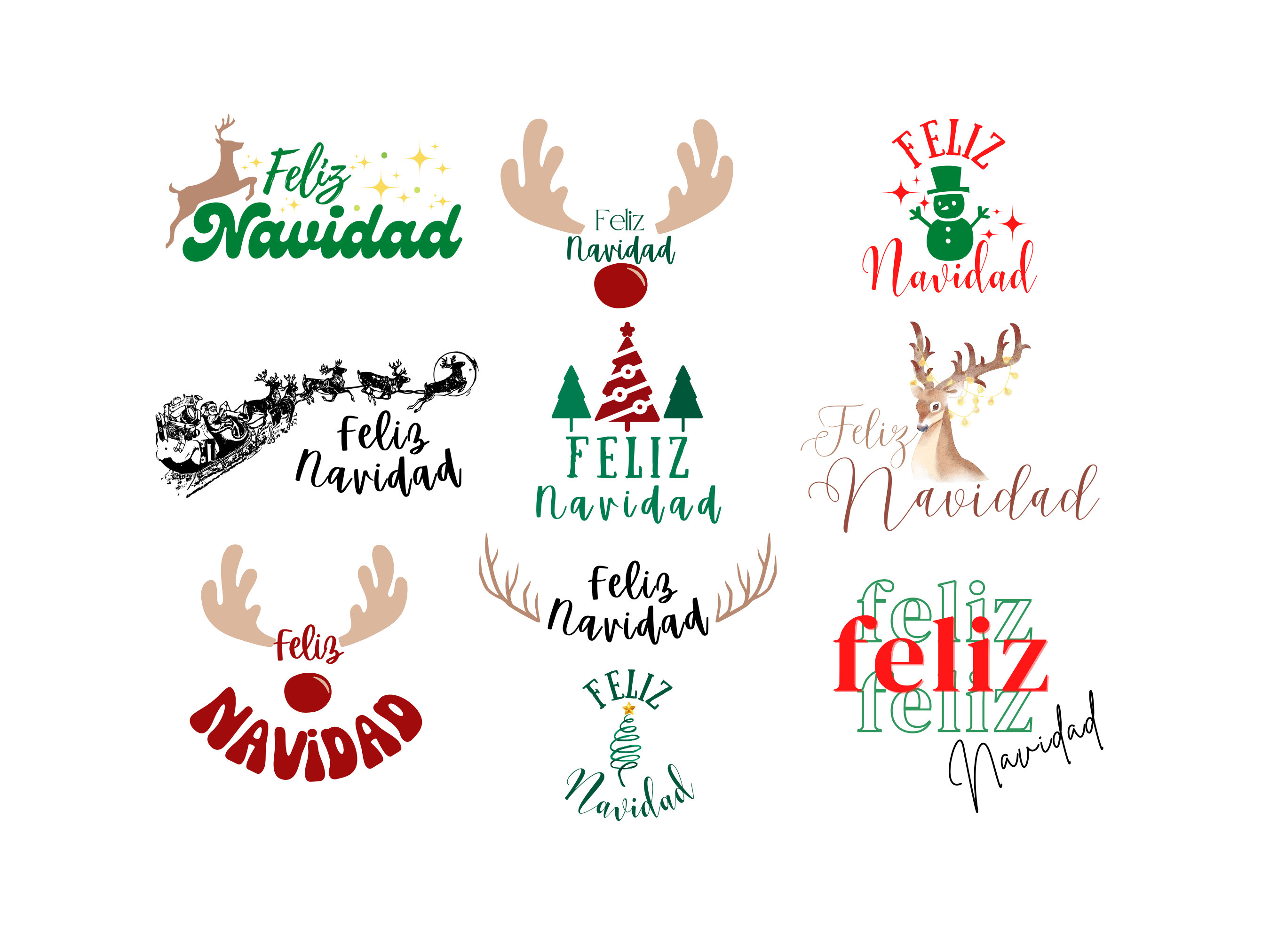 Feliz Navidad SVG Bundle: Spanish Christmas Clipart (digital Download ...