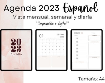 Agenda Amarilla, Agenda 2023 En Español, Planificador Diario, Printable ...