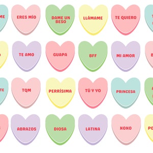 Spanish Conversation Hearts SVG: Valentine's Day Candy (digital ...