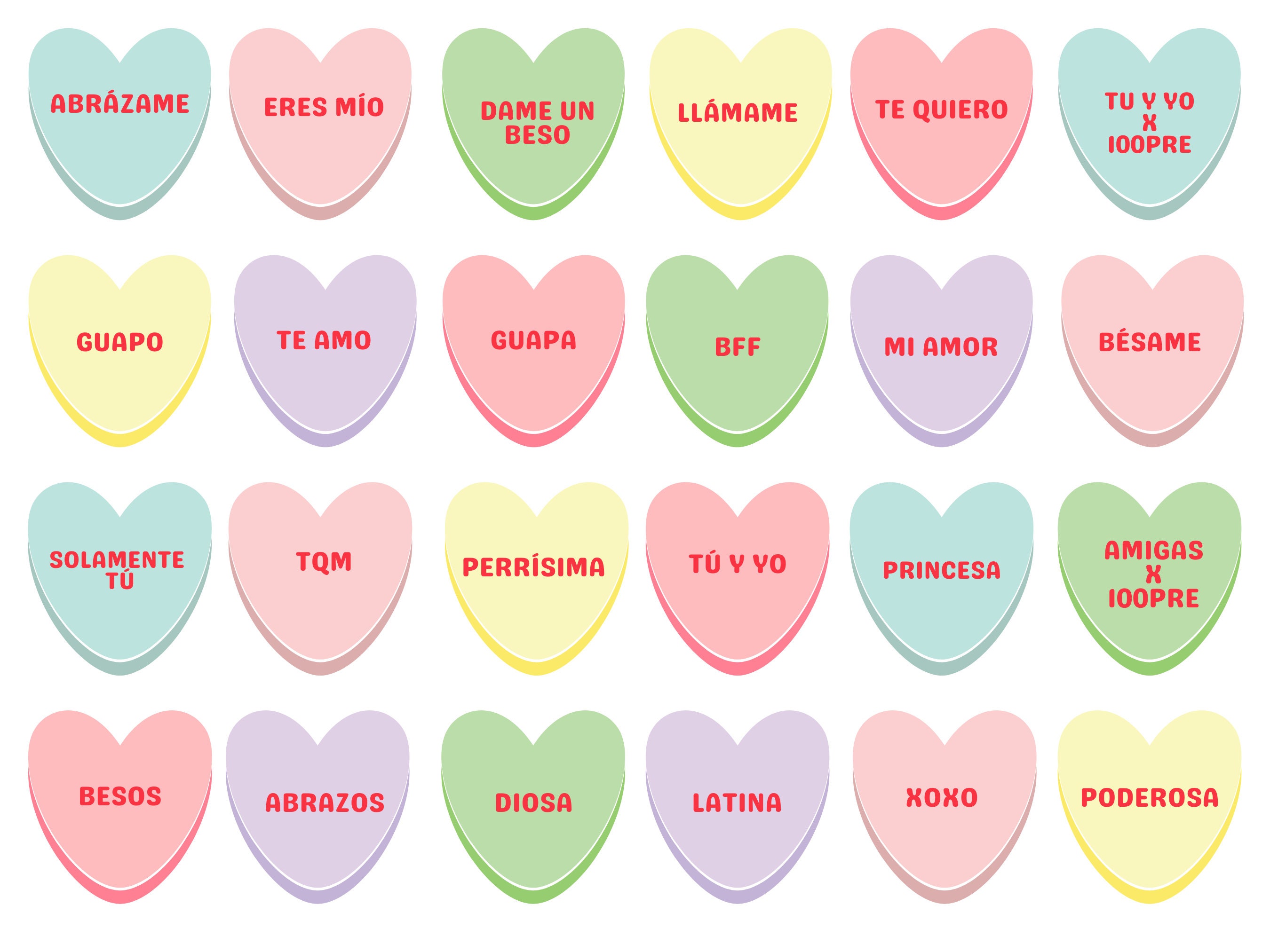 Spanish Conversation Hearts Svg, Candy Hearts Svg, Dia De Los ...