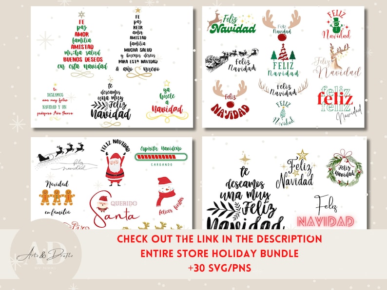 Spanish Christmas SVG Bundle: Feliz Navidad Phrases (digital Download ...