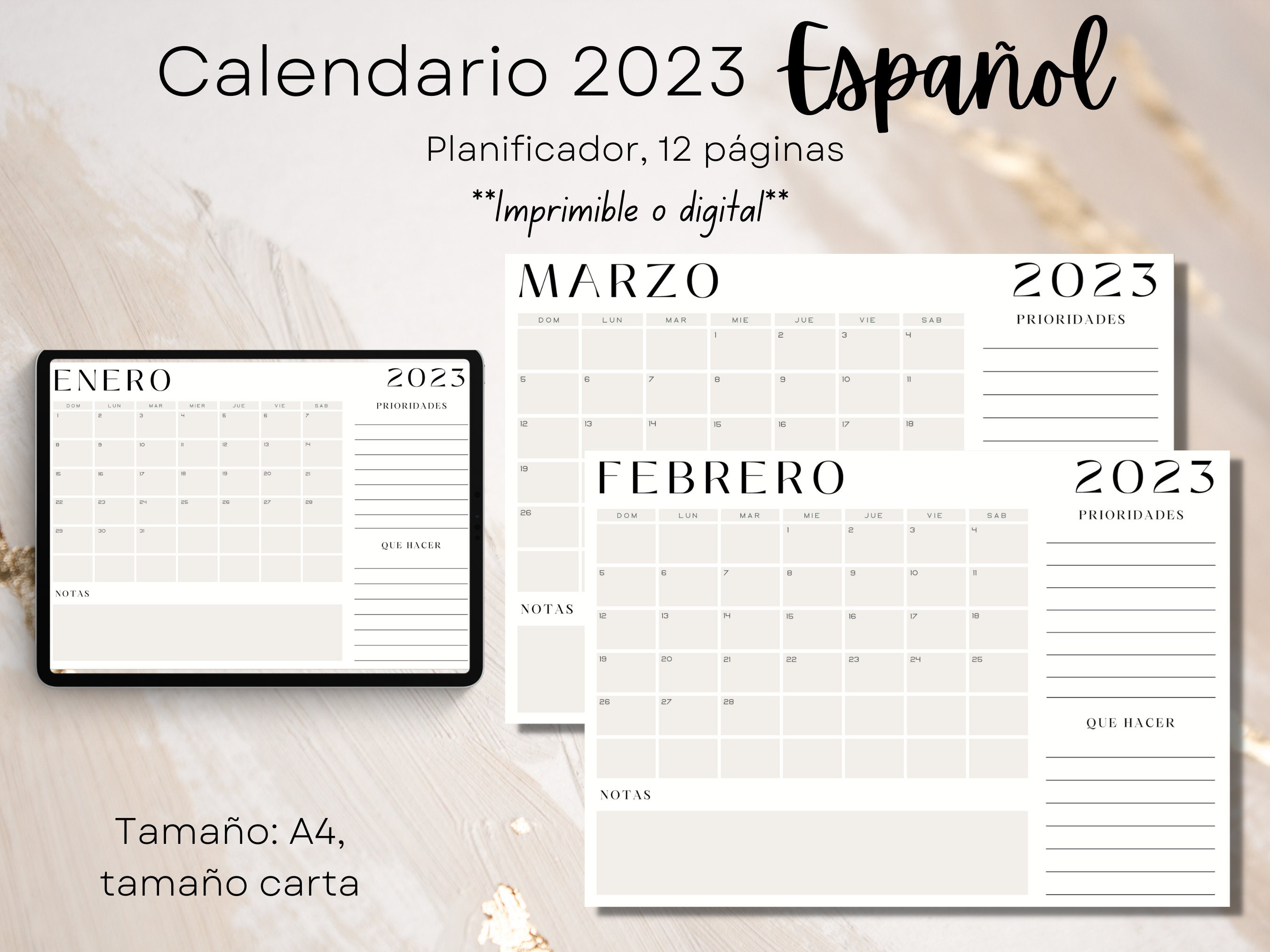 Planificador Mensual 2023, Agenda En Español, Spanish Planner ...
